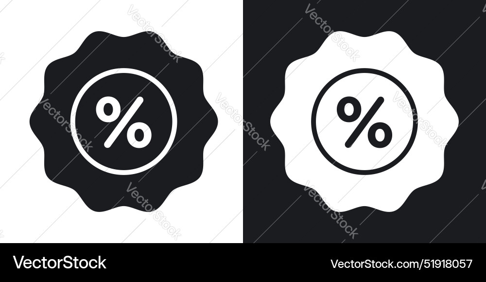 Discount icon set in solid black and white color Vector Image