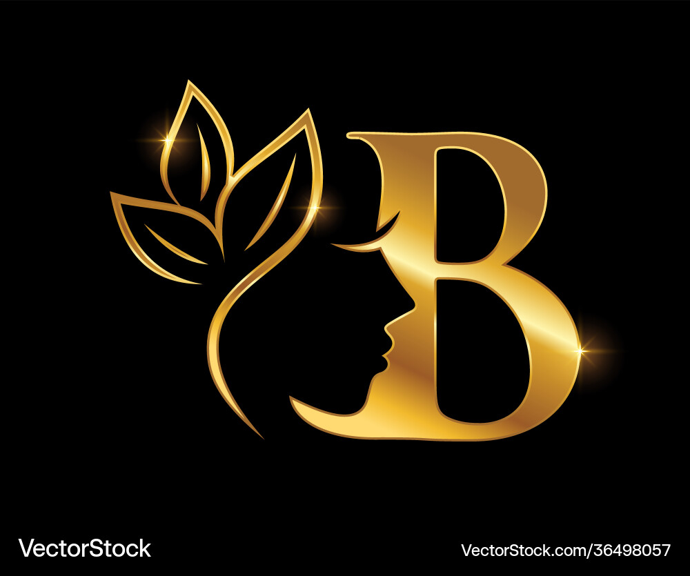 Golden monogram beauty logo initial letter b Vector Image
