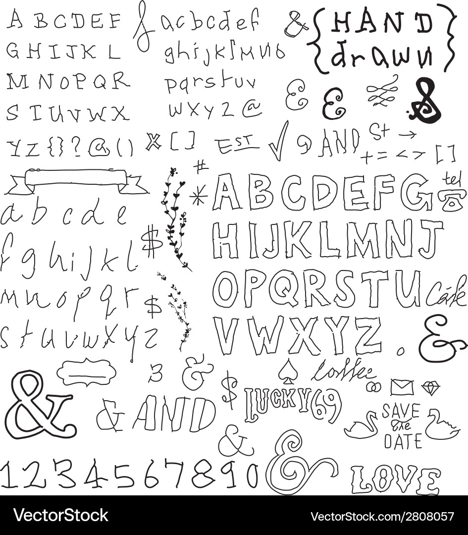 Hand drawn sketched lettering Royalty Free Vector Image