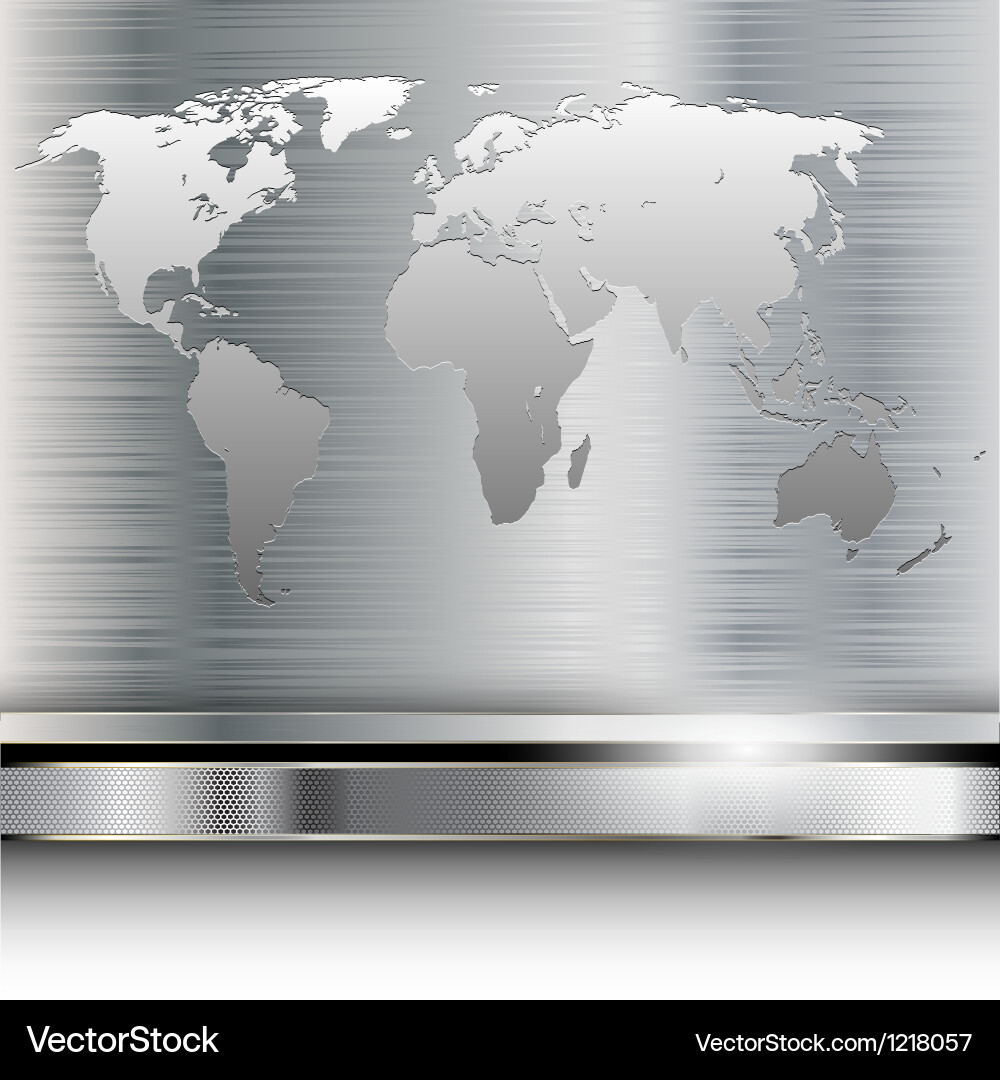 Metallic World Map Background Royalty Free Vector Image
