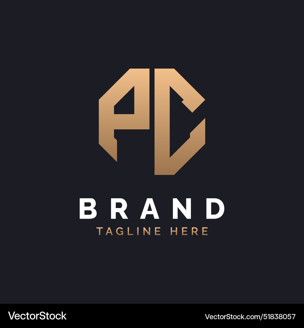Pc logo design modern minimal elegant and luxury Vector Image