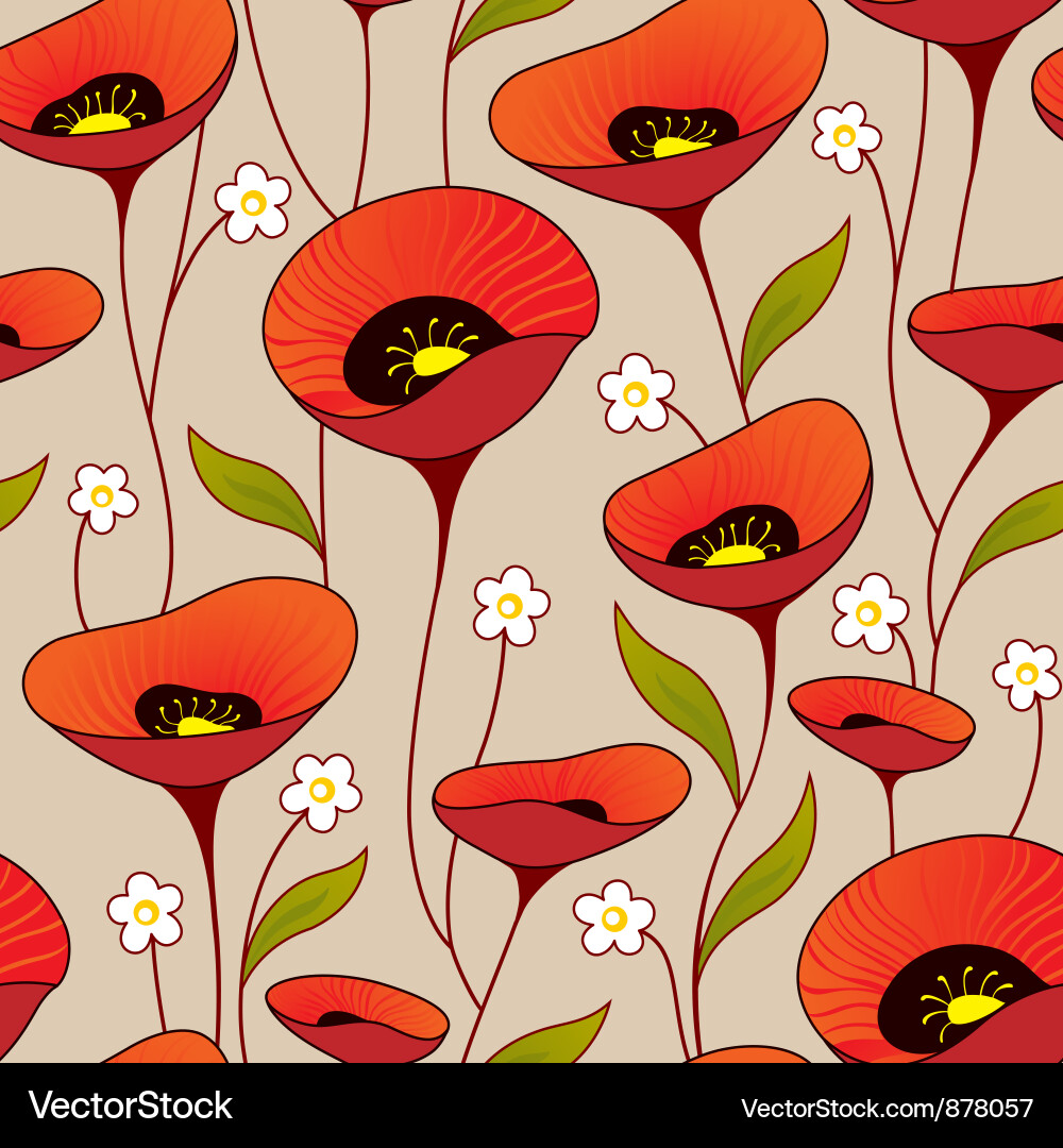 Poppies background Royalty Free Vector Image - VectorStock