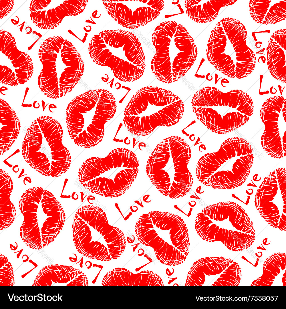 Red Lip Seamless Pattern - Love & Romance Vector Image