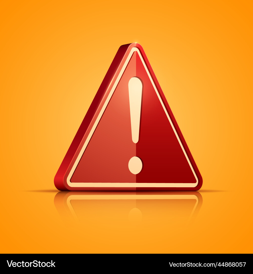 Red warning sign on yellow background Royalty Free Vector