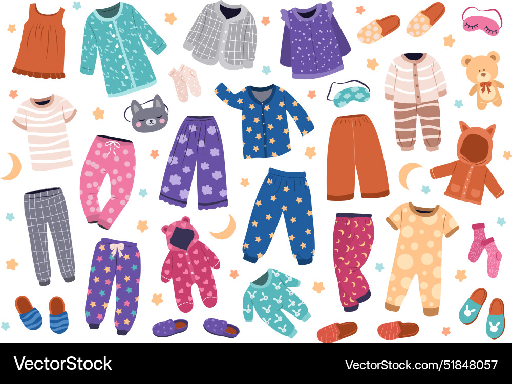 Set of sleepwear for kids isolated Royalty Free Vector Image