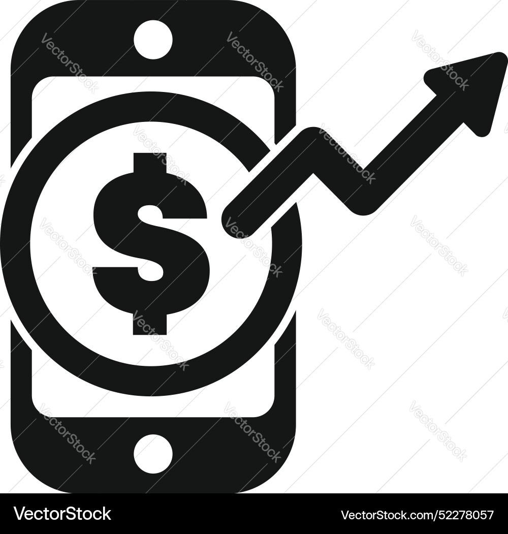 Smartphone showing increasing dollar sign icon Vector Image