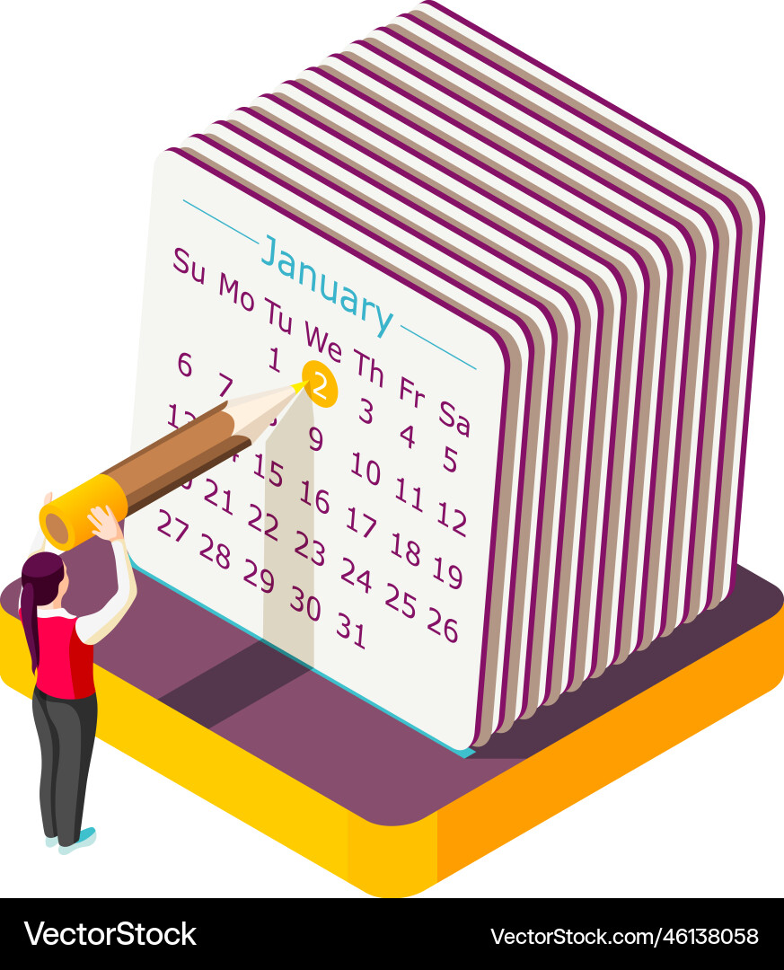 Calendar cards checking composition Royalty Free Vector