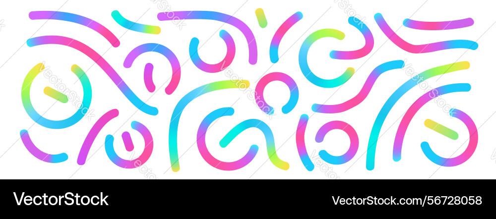 Colorful gradient lines set wavy abstract shapes Vector Image