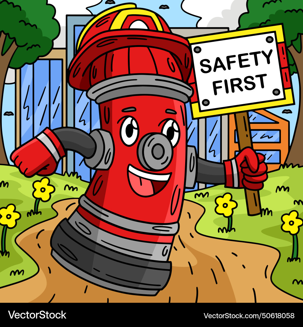 Firefighter fire hydrant colored cartoon i Vector Image