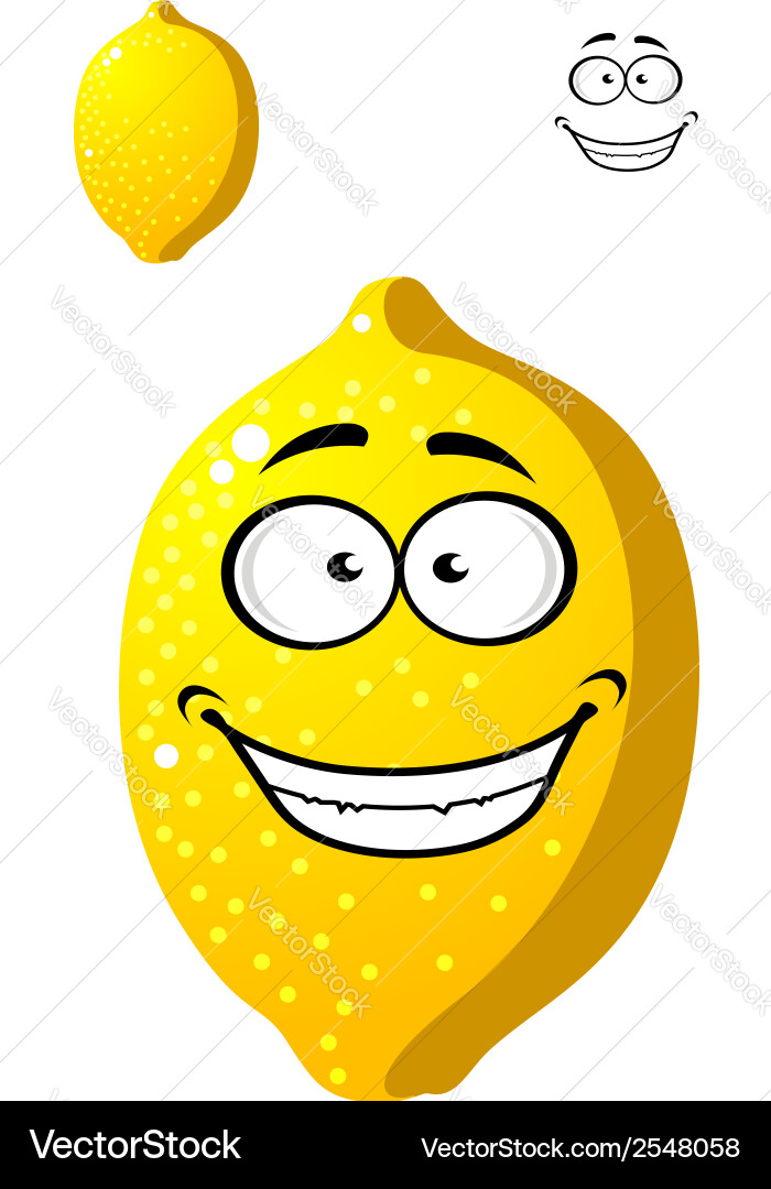 Happy smiling yellow cartoon lemon fruit Vector Image