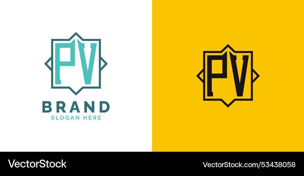Modern pv monogram logo design initial letter pv Vector Image