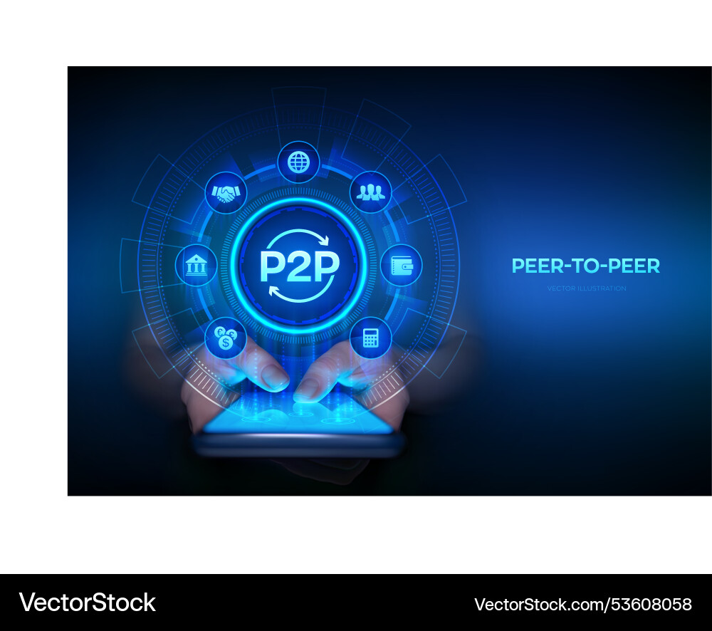 Peer to p2p payment and online model Royalty Free Vector
