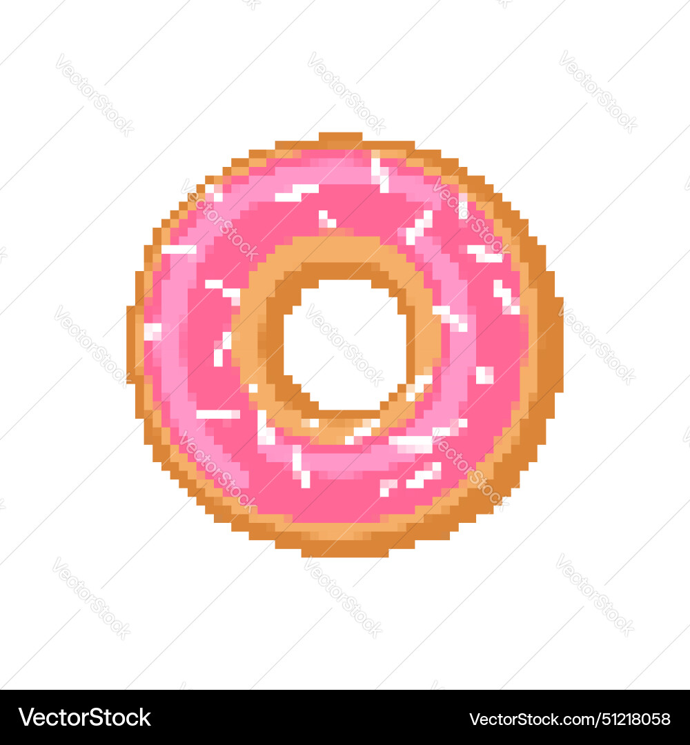 Pink donut pixel art pixelated sweetness 8 bit Vector Image