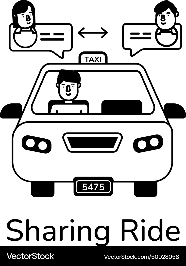 Sharing ride Royalty Free Vector Image - VectorStock