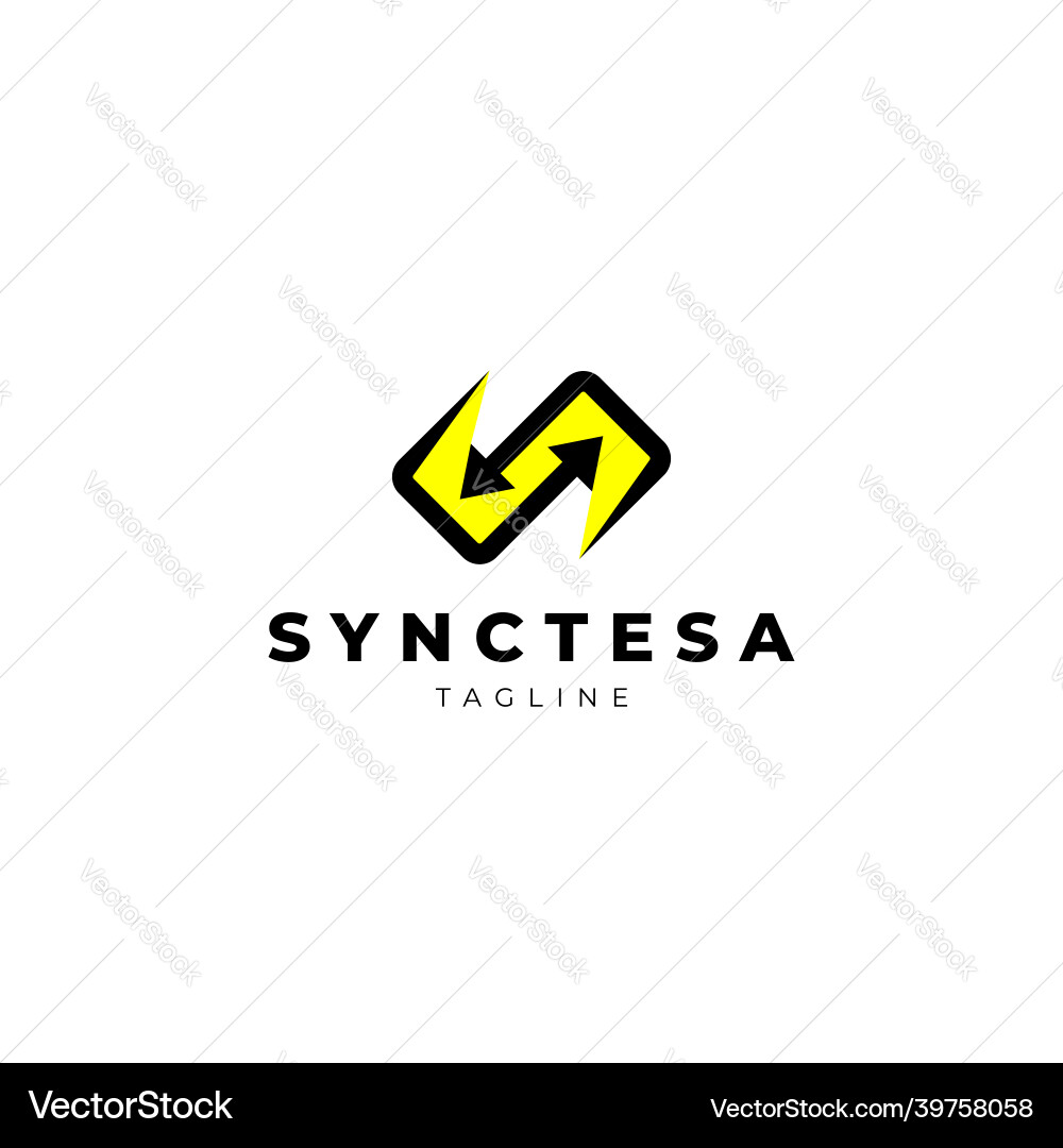 Simple sync connection s arrow logo design Vector Image