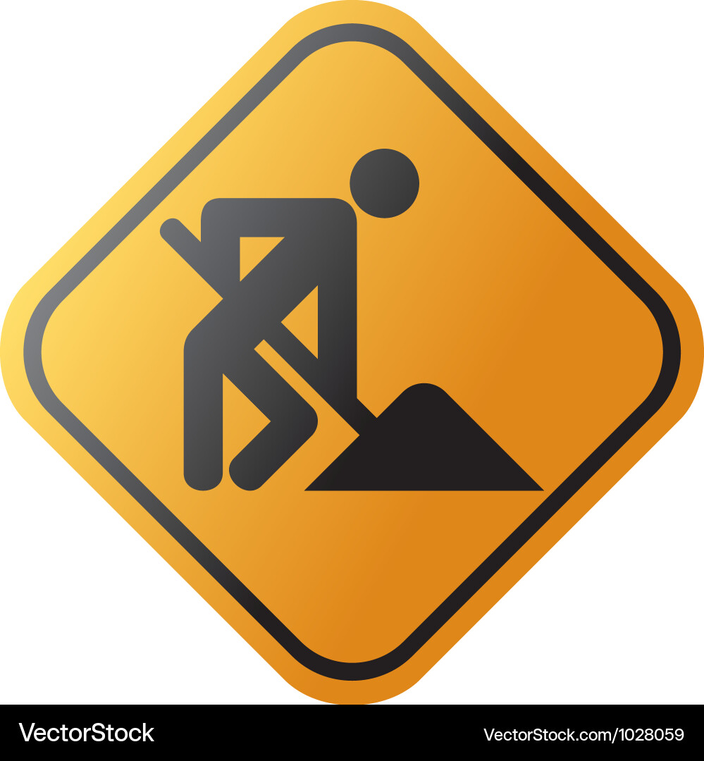 Construction Road Sign with Worker Royalty Free Vector Image