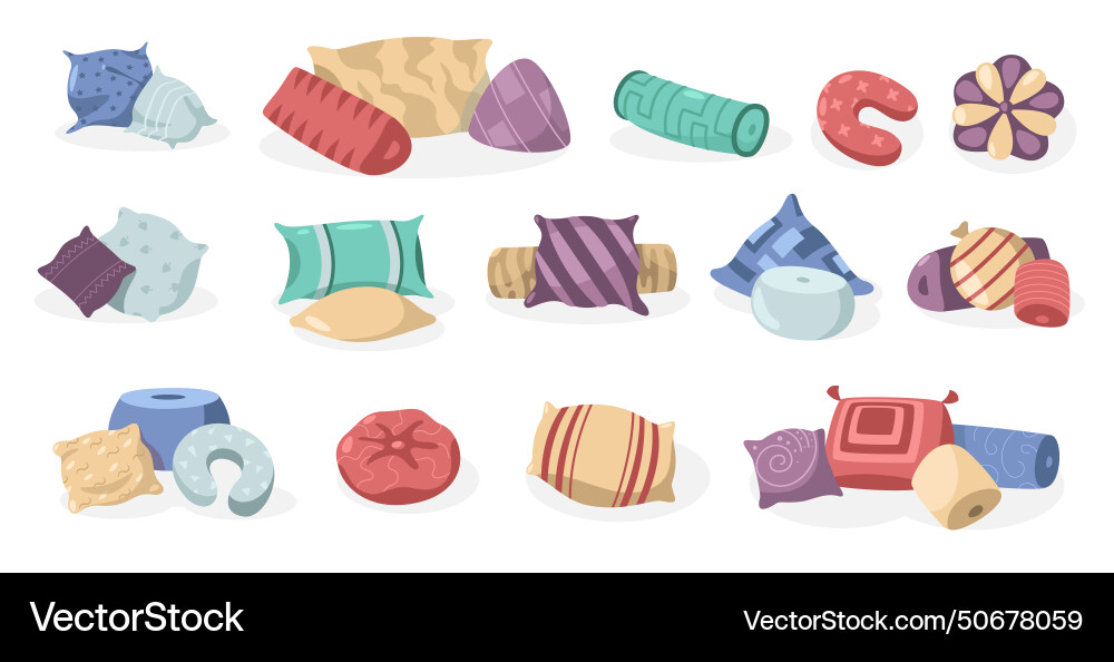 Decorative cartoon pillows abstract soft Vector Image