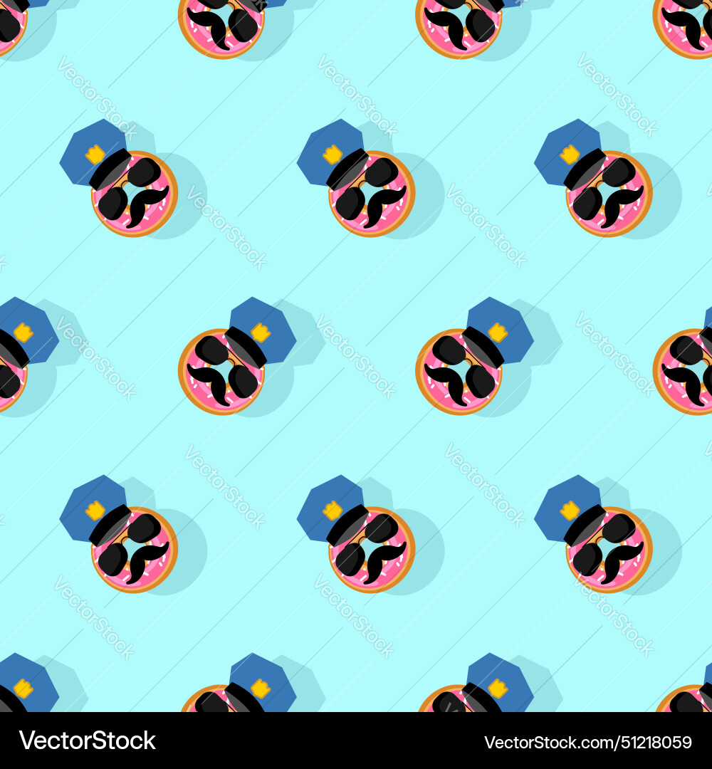 Donut cop pattern seamless police officer Vector Image