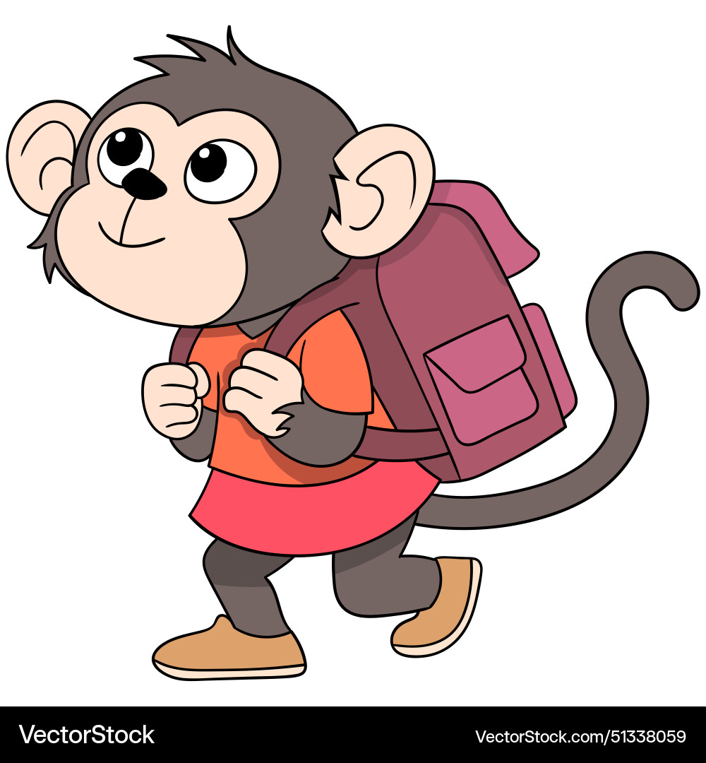 Female monkey student looking excited about going Vector Image
