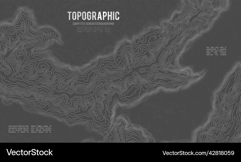 Grey contours topography geographic Royalty Free Vector