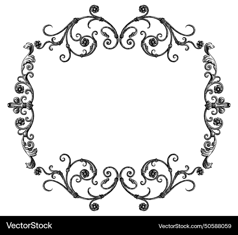 Hand drawing of ornate floral frame Royalty Free Vector