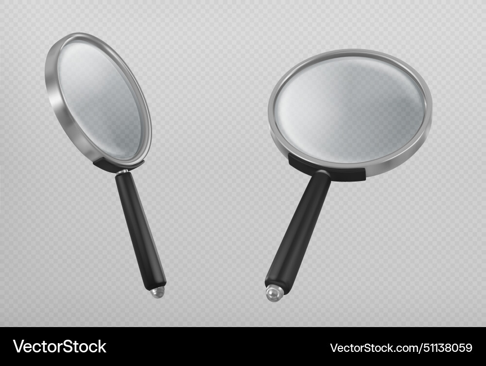 Magnify glass in different view angles Royalty Free Vector