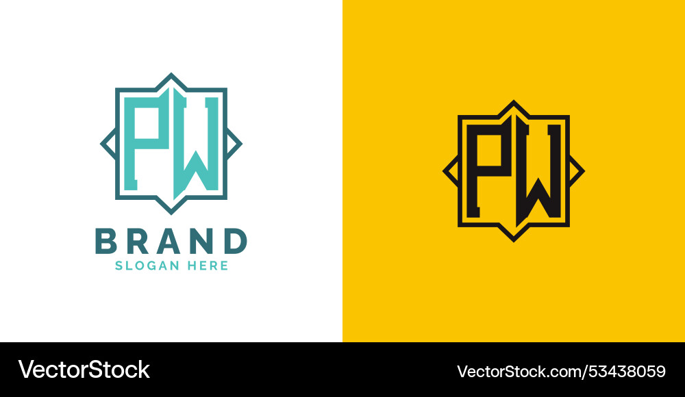 Modern pw monogram logo design initial letter pw Vector Image