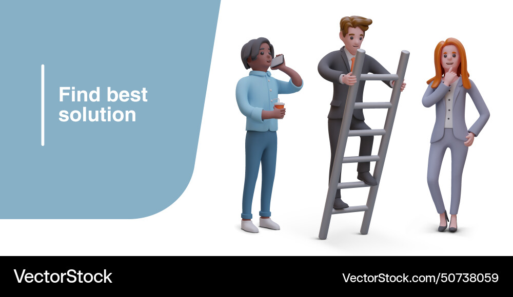 Realistic characters are looking for problem Vector Image