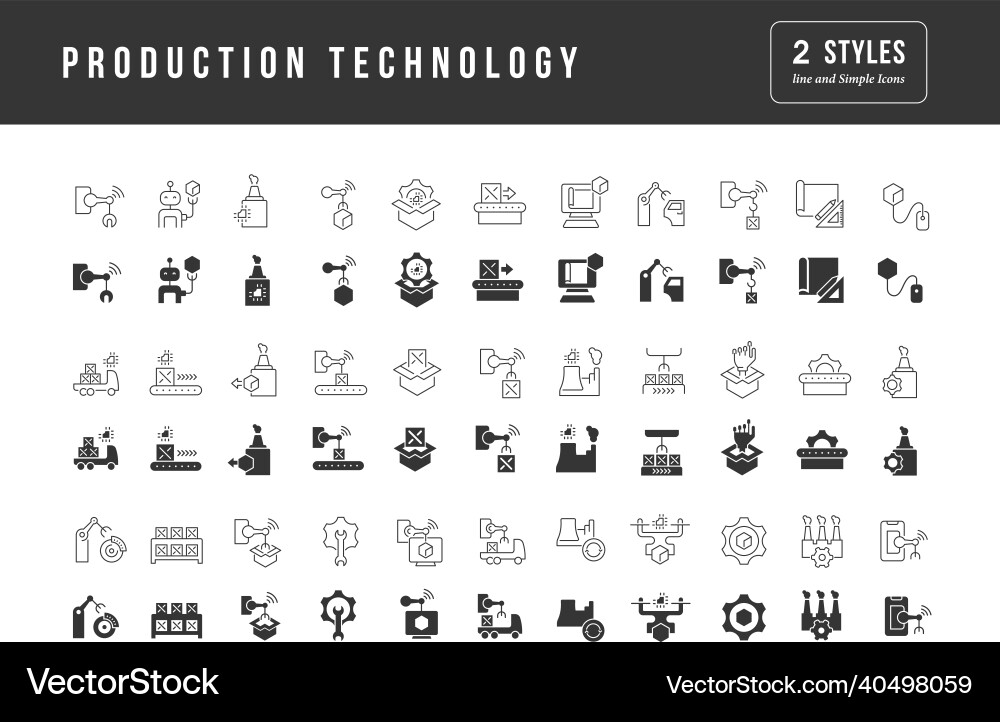 Set of simple icons production technology Vector Image