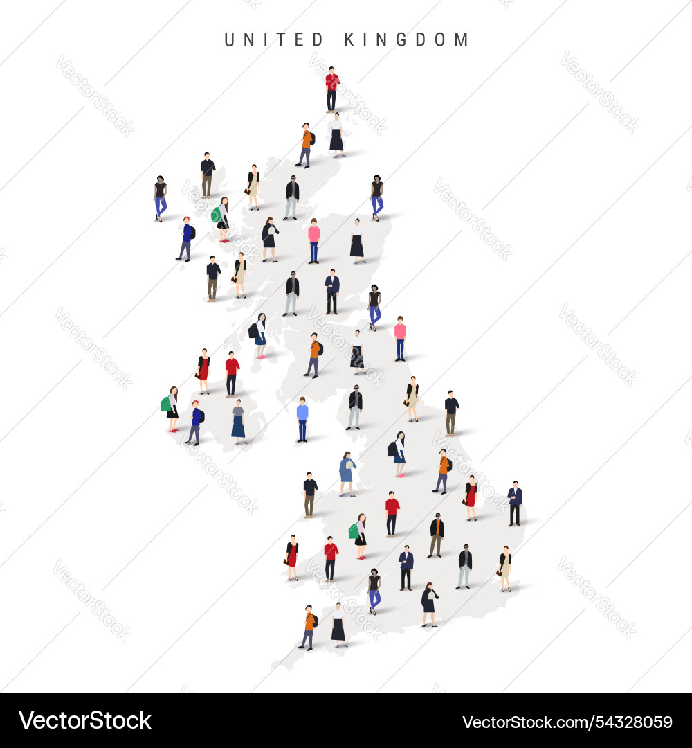 United Kingdom Population Map Large Group Vector Image