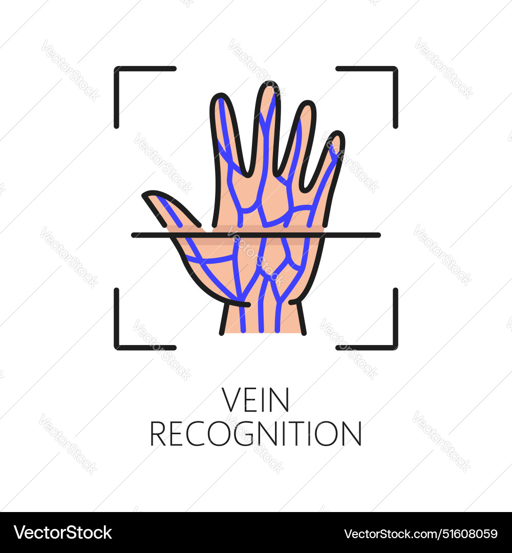 Vein recognition biometric identification icon Vector Image
