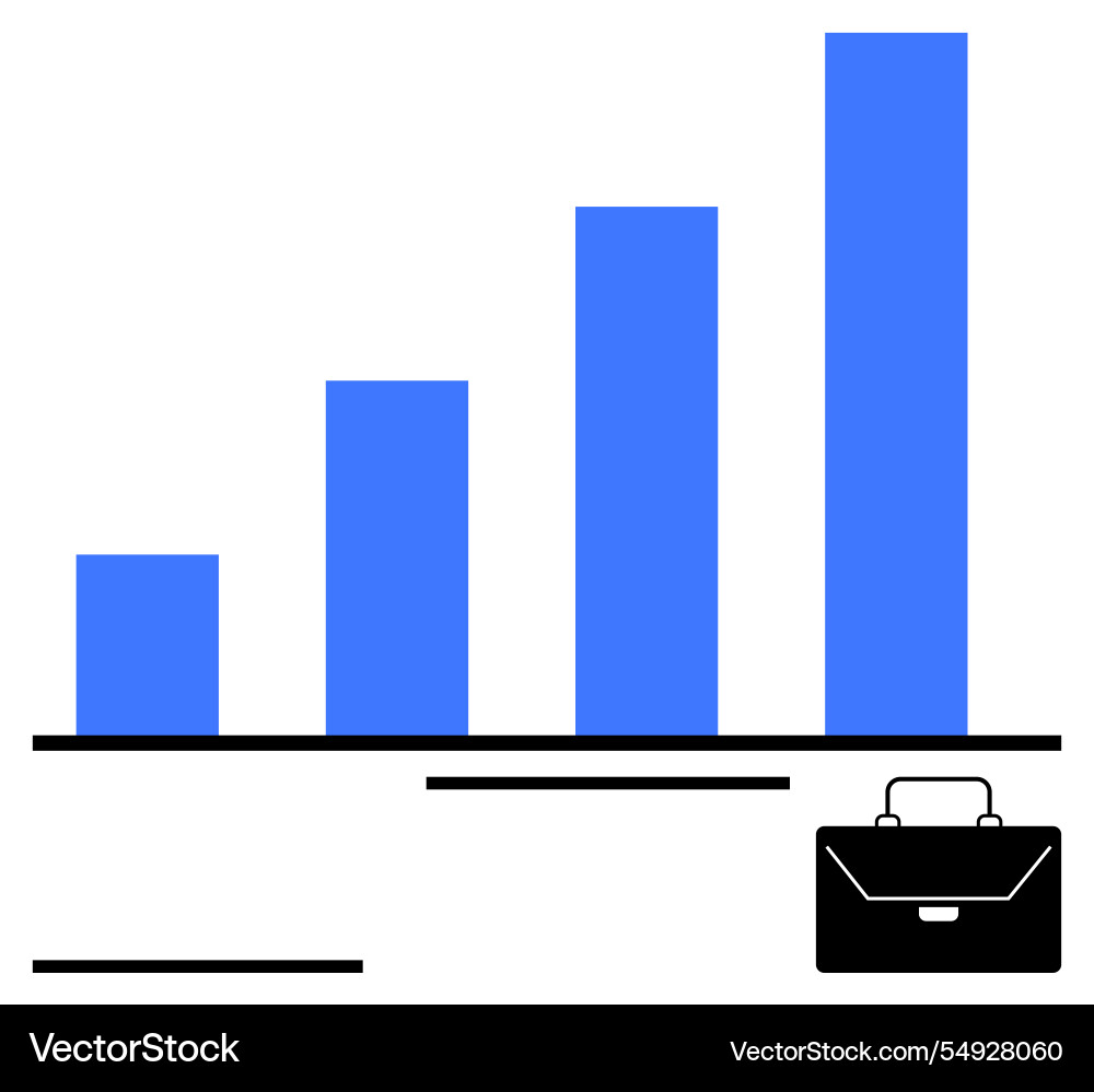 Blue bar graph with rising columns and black Vector Image