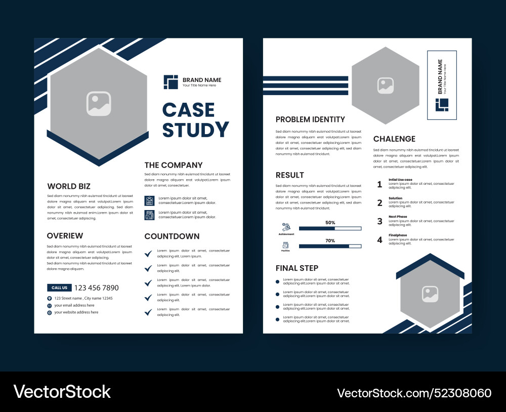 Business case study layout flyer Royalty Free Vector Image
