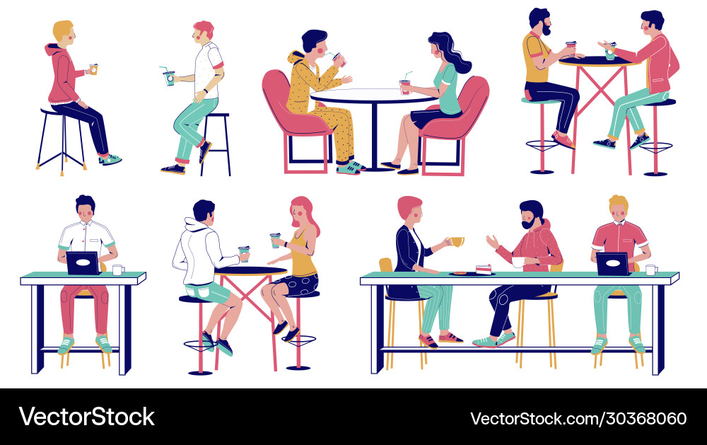 Coffee Shop Visitors - Happy Gathering Royalty Free Vector