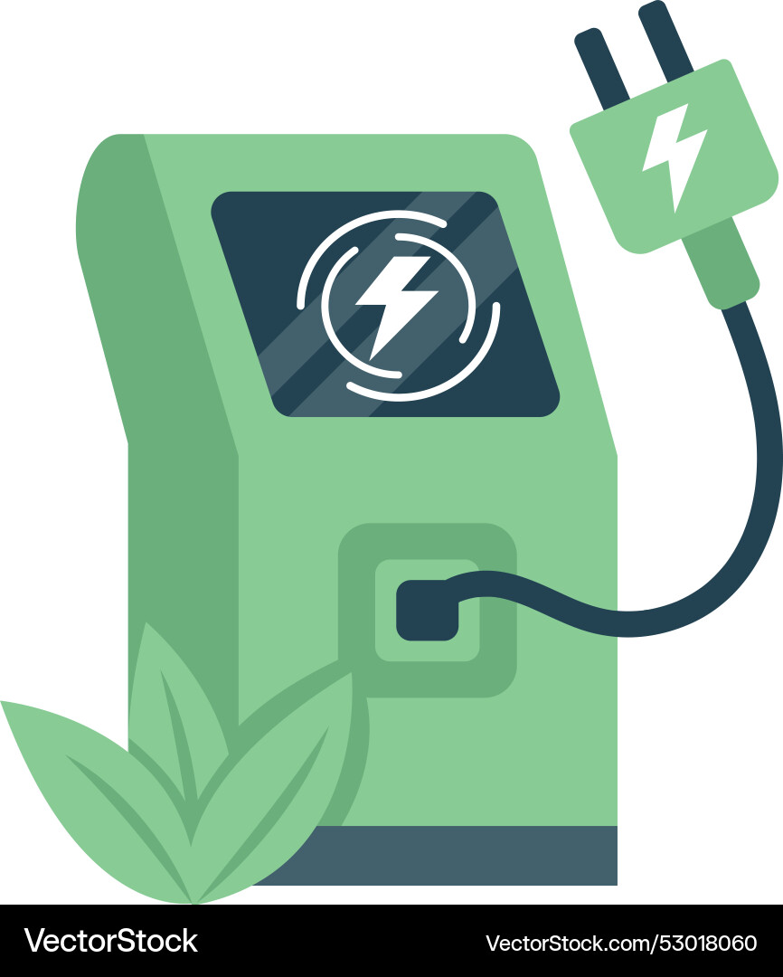 Electric car plug station green Royalty Free Vector Image