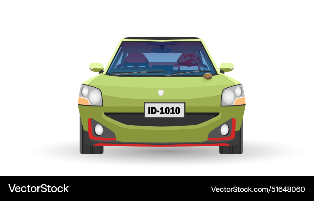 Front car broken windshield Royalty Free Vector Image