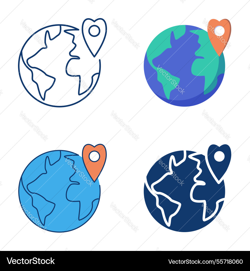 Geographical identity icon set in flat and line Vector Image