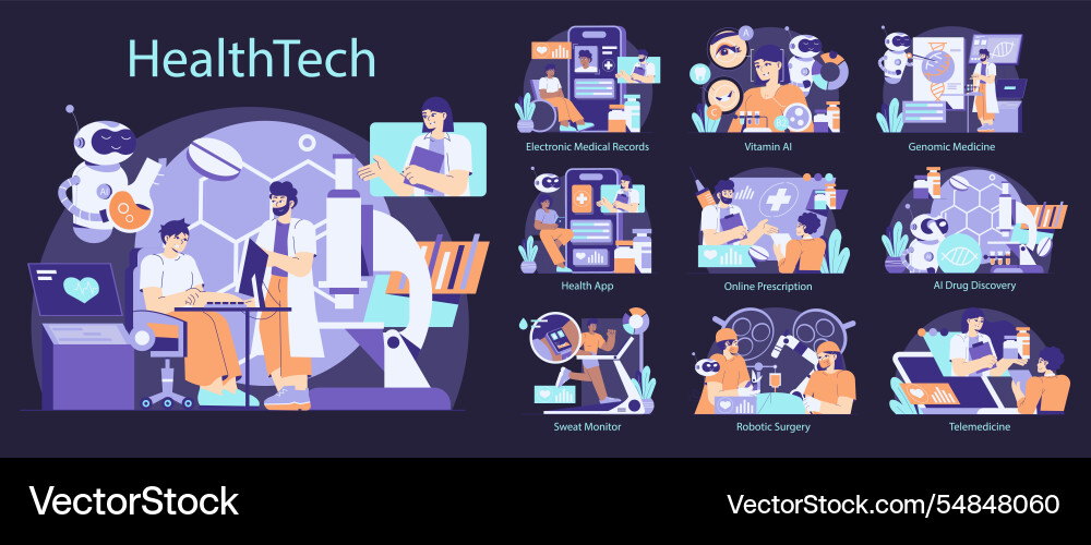 Healthtech flat Royalty Free Vector Image - VectorStock