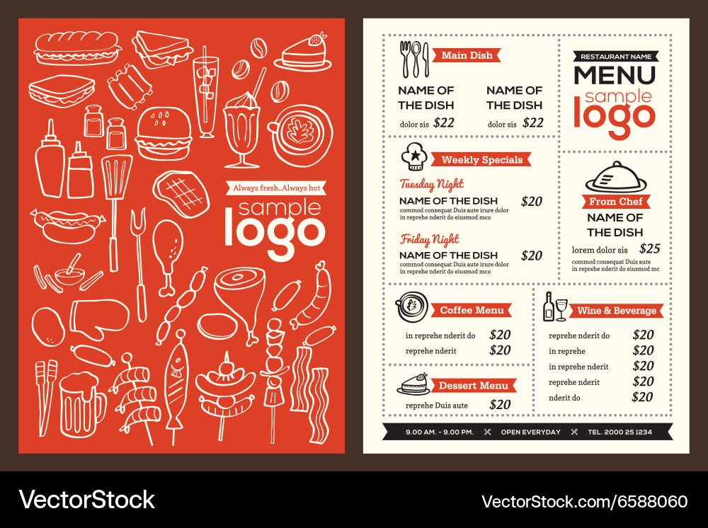 Modern restaurant menu cover design template Vector Image