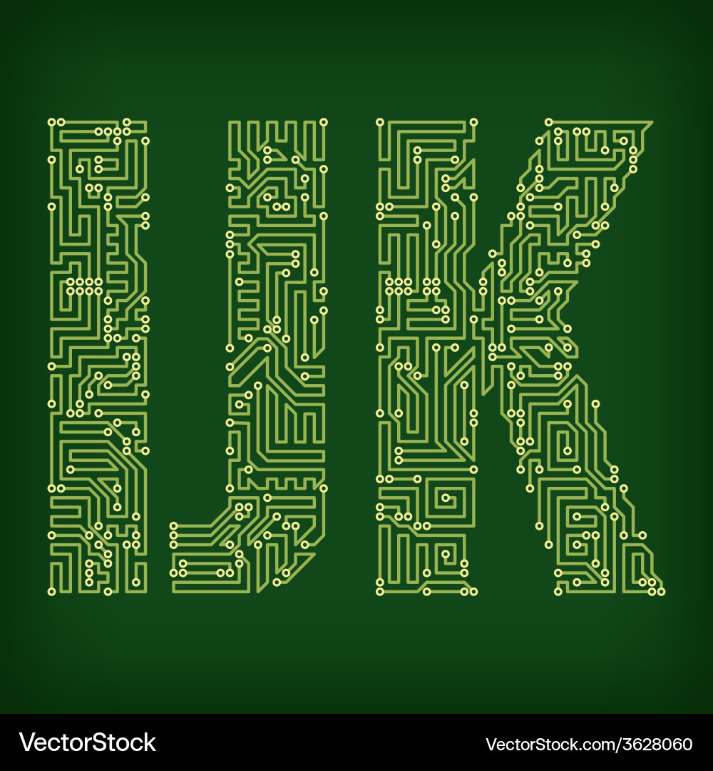 Pcb letter and digits Royalty Free Vector Image