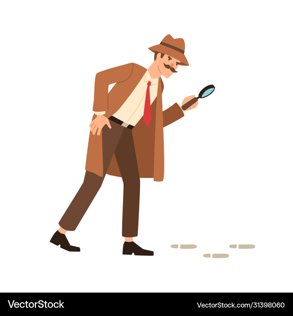 Private detective going on trace look through Vector Image