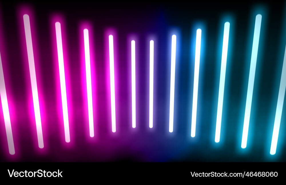Red and blue line neon lights in empty room Vector Image