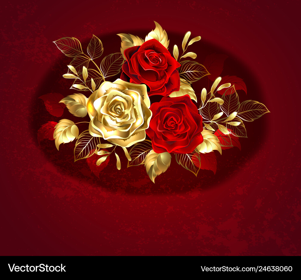 Three jewelry roses Royalty Free Vector Image - VectorStock