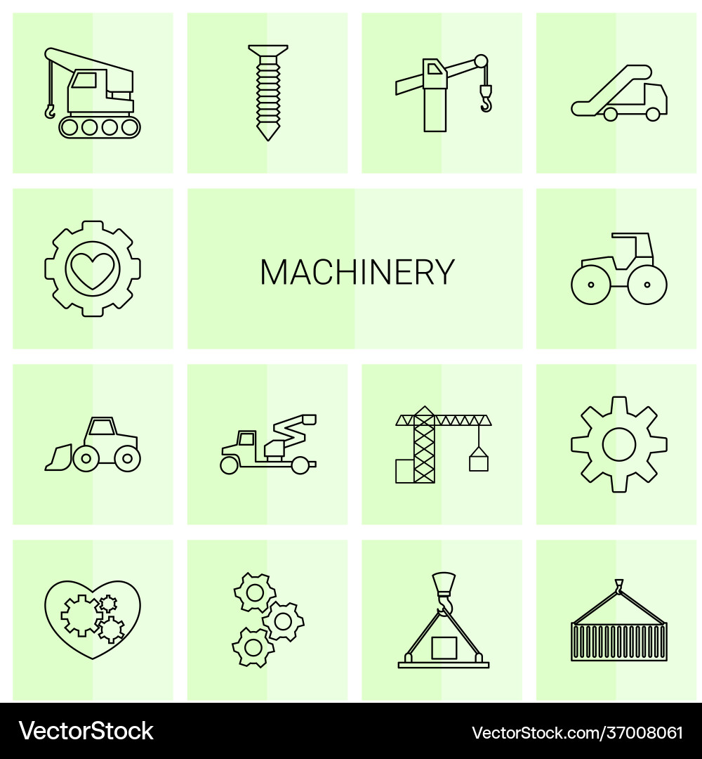 14 machinery icons Royalty Free Vector Image - VectorStock