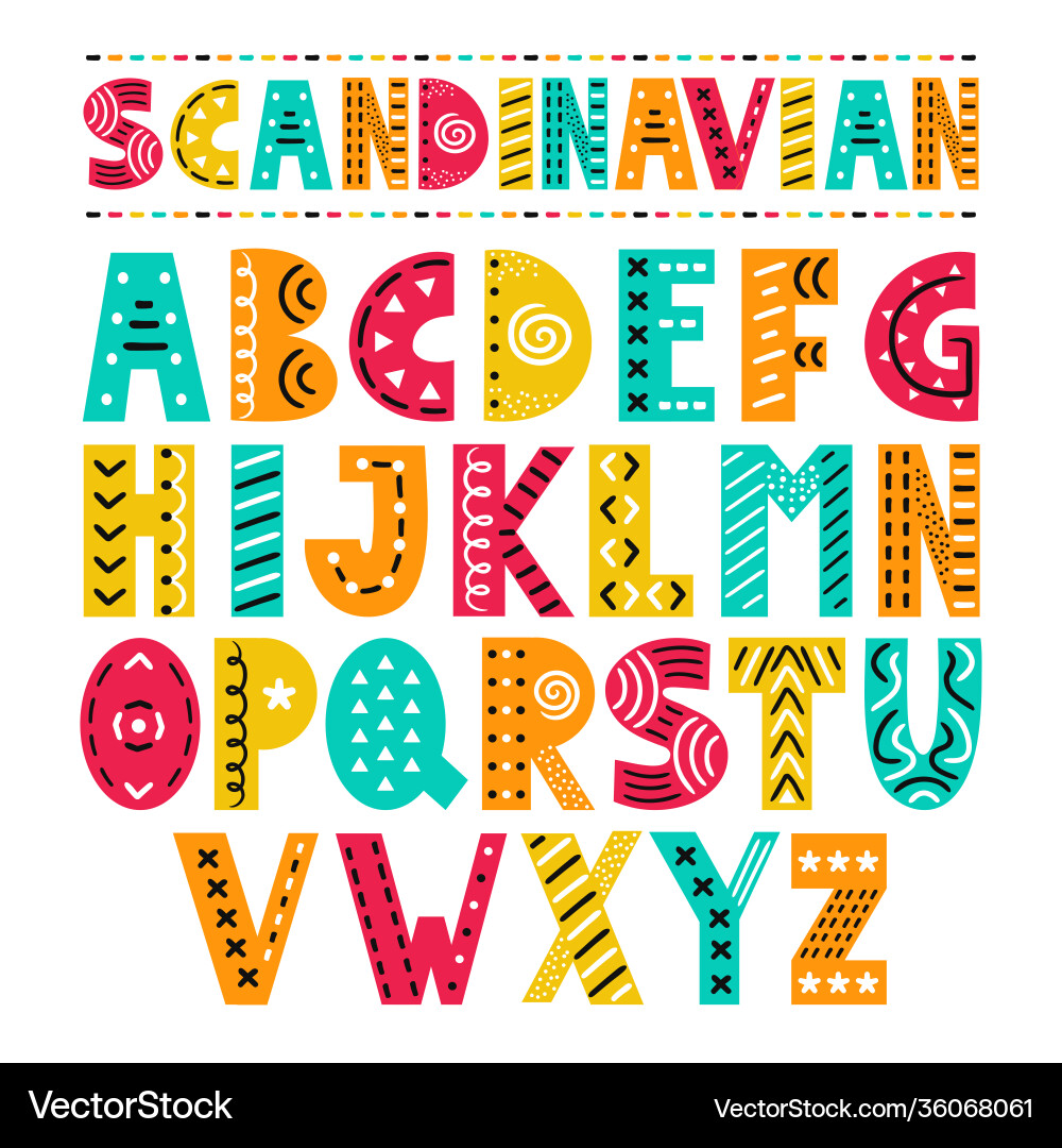 Abc scandinavian alphabet simple Royalty Free Vector Image