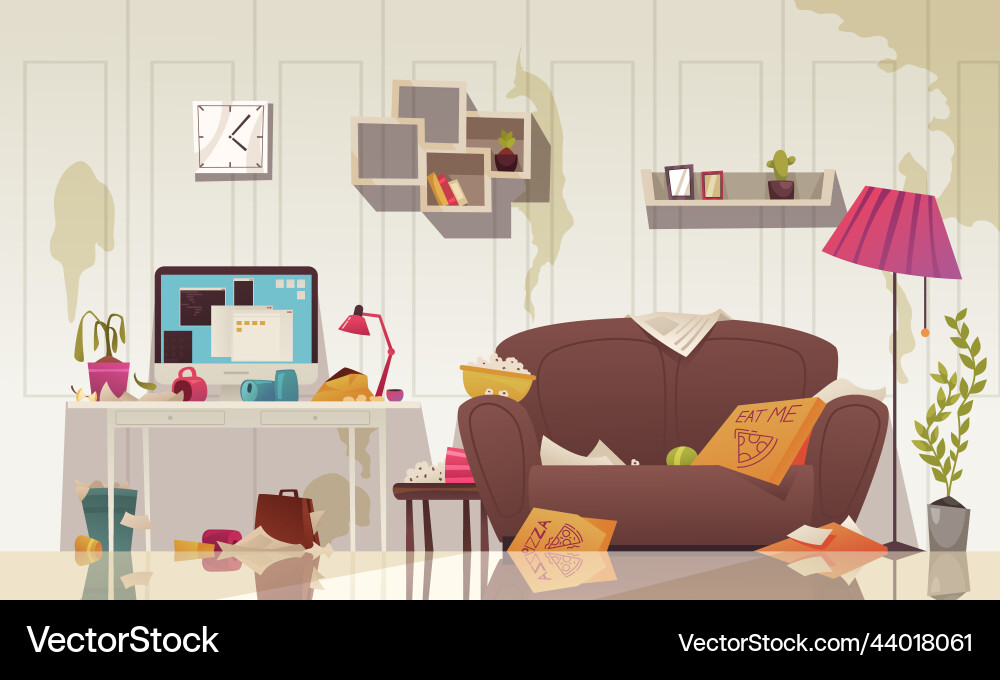 Dirty room cartoon Royalty Free Vector Image - VectorStock