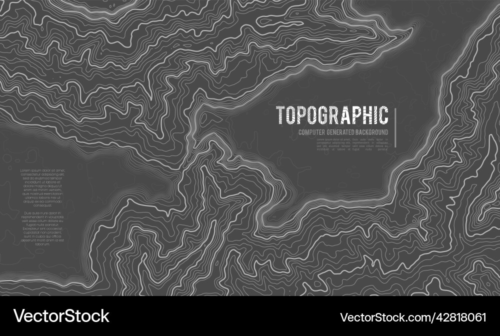 Grey contours topography geographic Royalty Free Vector