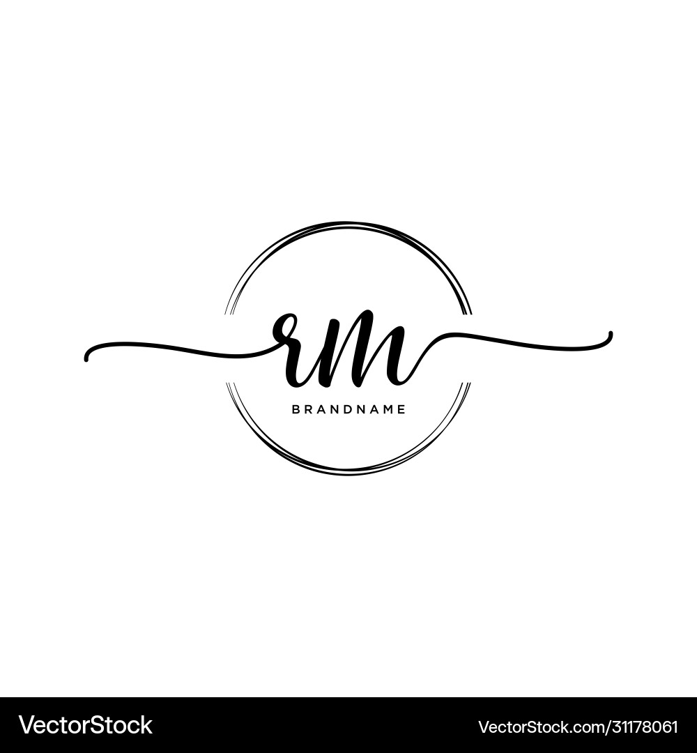 Rm initial handwriting logo with circle template Vector Image