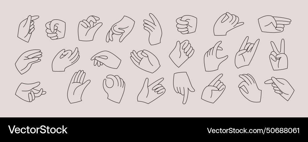 Set of hands holding various stuff different Vector Image