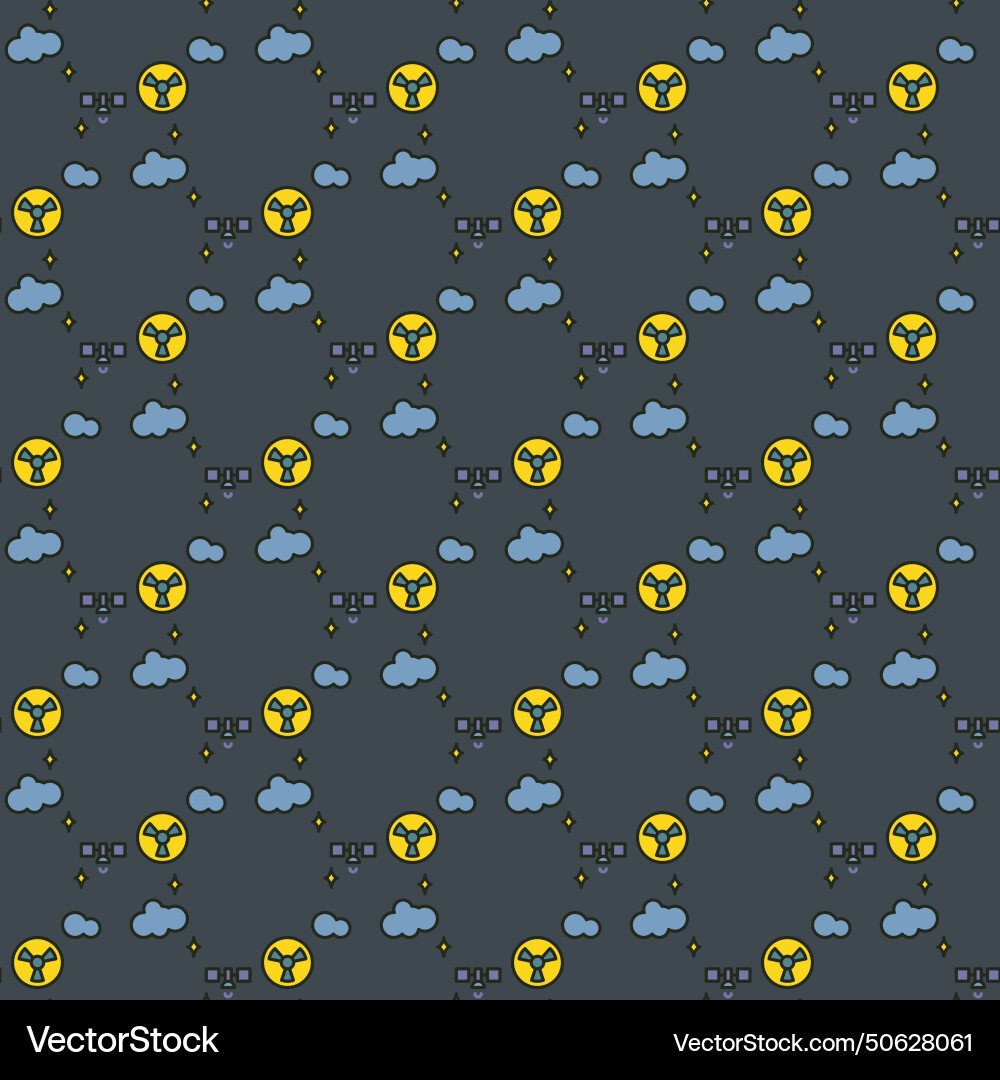 Space based nuclear weapons and clouds colored Vector Image